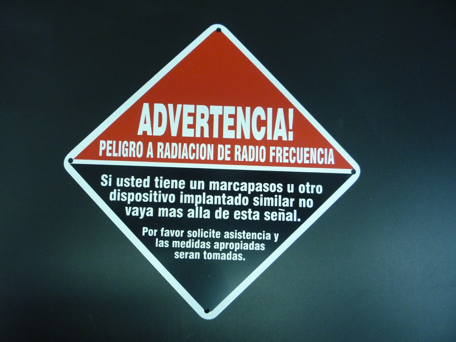 7" X 7" SPANISH RADIO FREQUENCY HAZARD PACEMAKER WARNING SIGN ALUMINUM ...