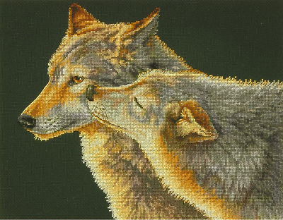 Cross Stitch Kit ~ Dimensions Wolf Kiss Nuzzling Wolves #70-35283 | eBay