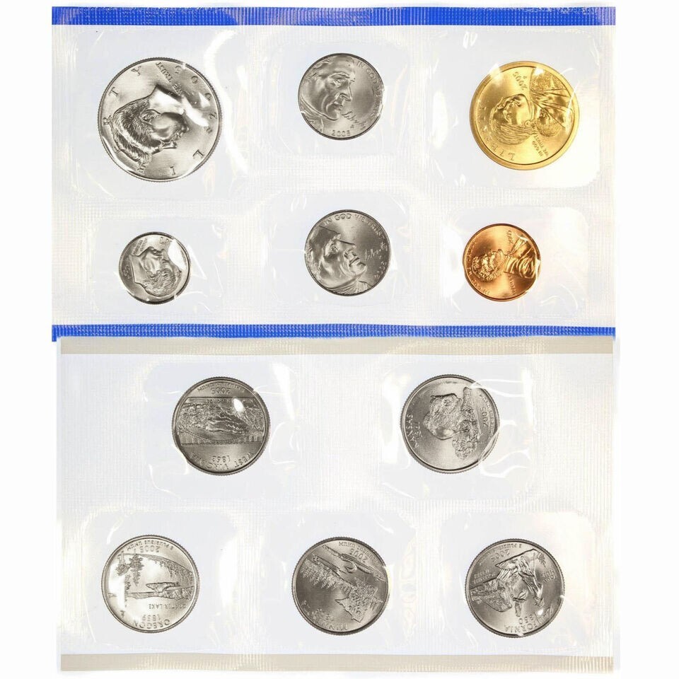 2005 P&D Mint Set Brilliant Uncirculated US with Envelopes & COAs (22 ...