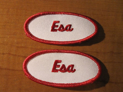 (2) ESA Uniform Name Tags Embroidered Cloth PATCH Service Station Biker ...