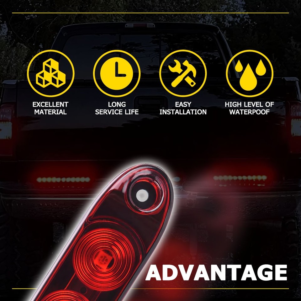 15" 2PC 11-LED Sealed Trailer Red RV Truck Stop Rear Tail Brake Turn ...