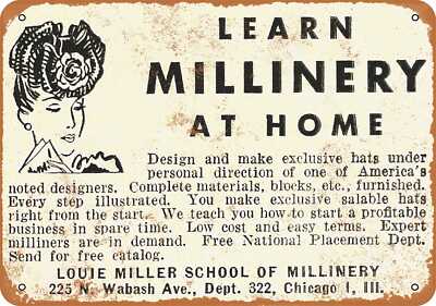 METAL SIGN - 1946 Learn Millinery at Home -- Vintage Look | eBay