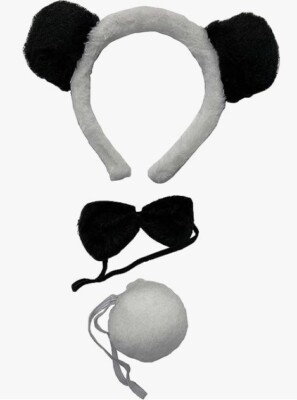Panda Ear & Tail Set - White/Black - Costume Accessory - One Size | eBay