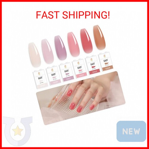 GAOY Solid Gel Polish Palette, 6 Jelly nude pink Colors UV Light Cure ...