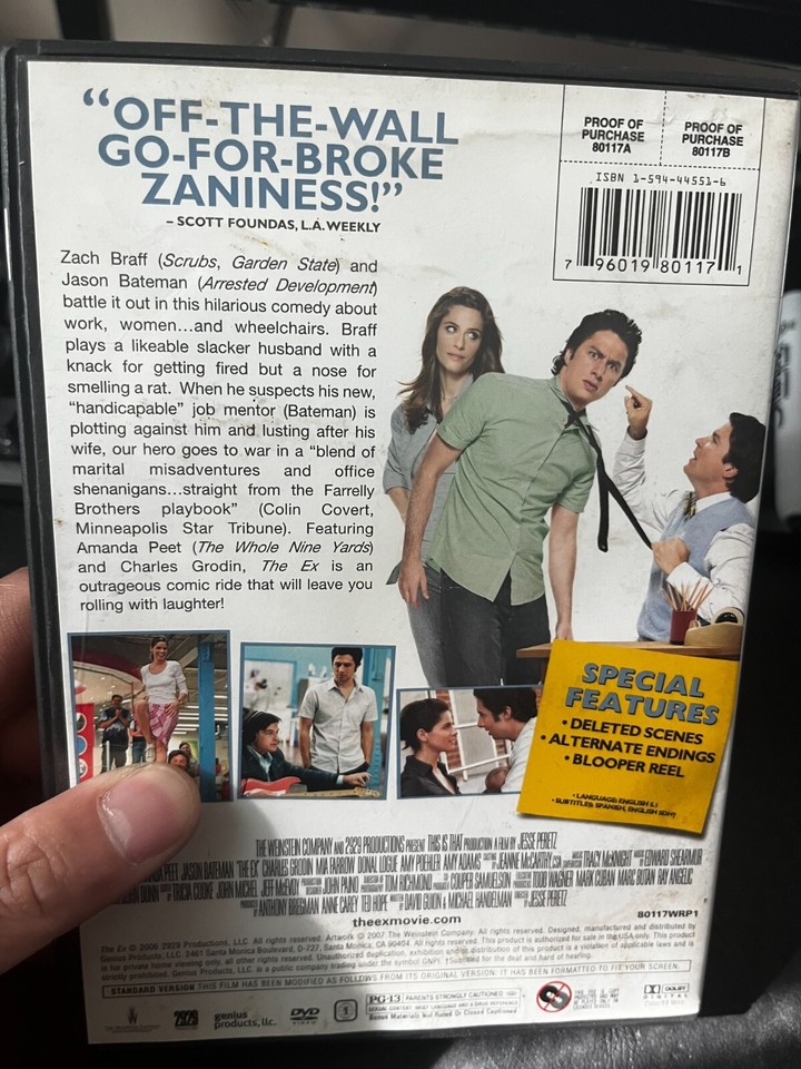* The Ex - Zach Braff - Amanda Peet - Jason Bateman - Very Good DVD ...