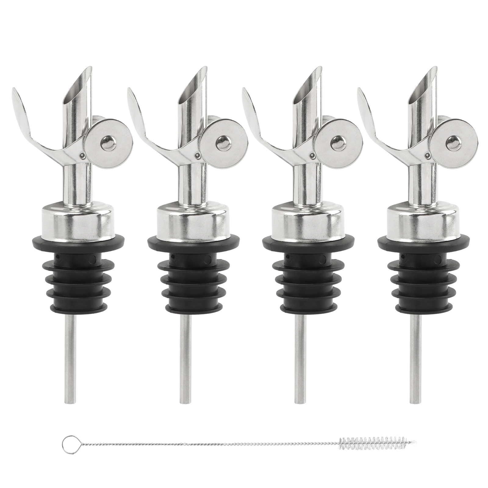 4pcs Dust Cap Silver Stainless Steel Liquor Bottle Pourer Home Bar Self ...