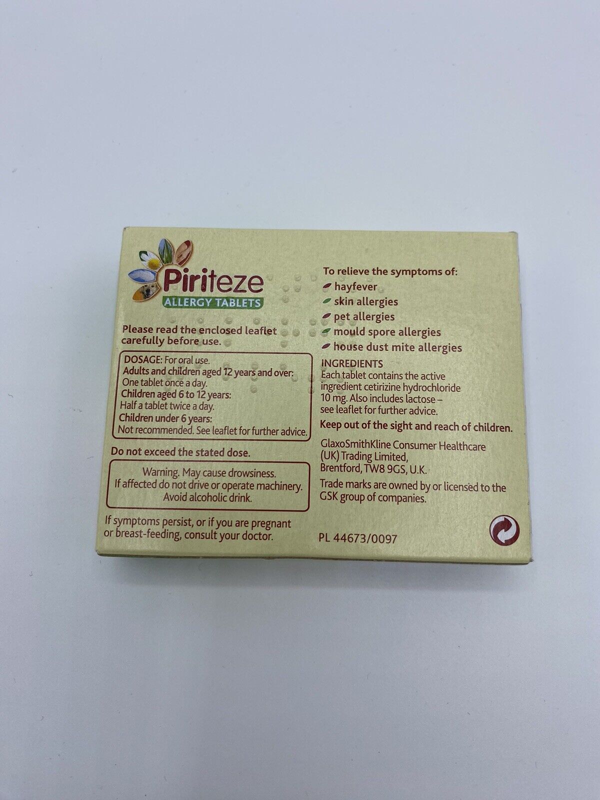 Piriteze Allergy Tablets - 30 Count for sale online | eBay