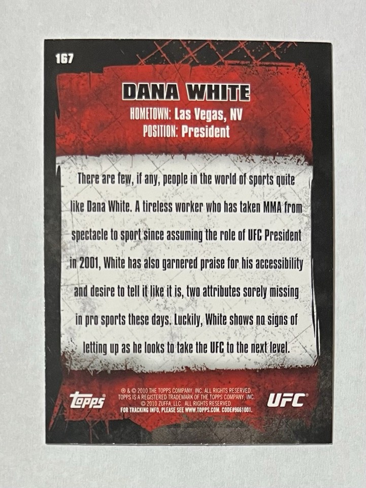 DANA WHITE 2010 Topps MMA UFC Series 4 President Card #167 | eBay