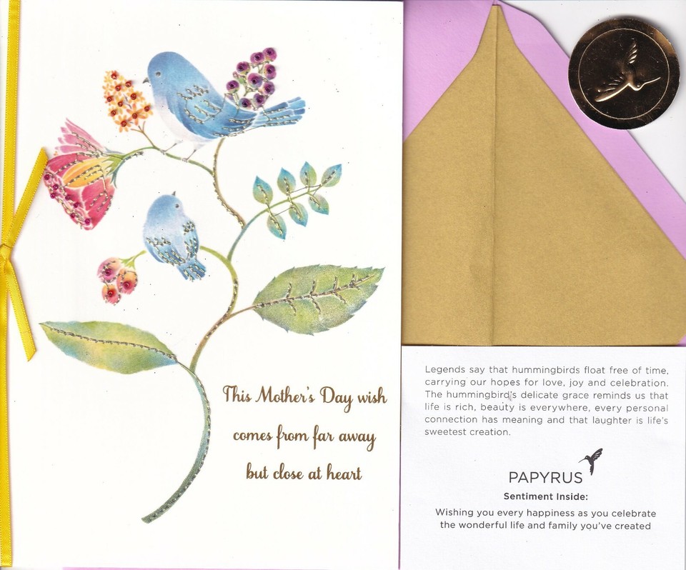 PAPYRUS MOTHERS DAY CARD NIP (MSRP $7.95) BLUEBIRDS CARD (P25) | eBay