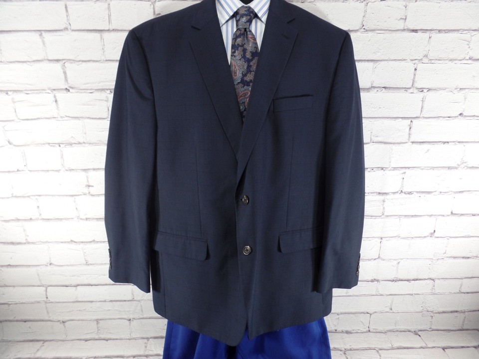Chaps Ralph Lauren Mens 48R Blue Plaid Blazer Sport Coat Suit Jacket | eBay