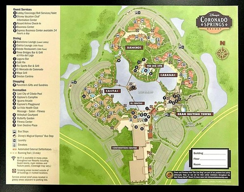 NEW Walt Disney World Coronado Springs Resort Map + 4 Theme Park Guide ...