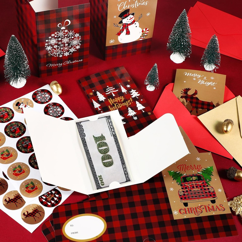40 Pack Christmas Money Cards Merry Christmas Cash Gift Cards Holder ...