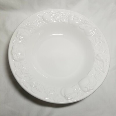 vintage over and back white pasta serving bowl italy embossed ...