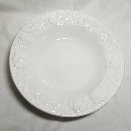 vintage over and back white pasta serving bowl italy embossed ...