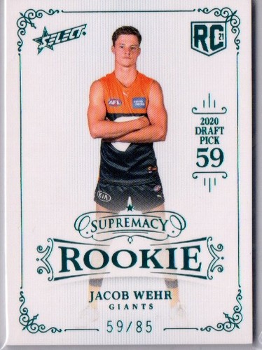 JACOB WEHR ROOKIE CARD SUPREMACY 2021 GWS GIANTS 59/85 | eBay