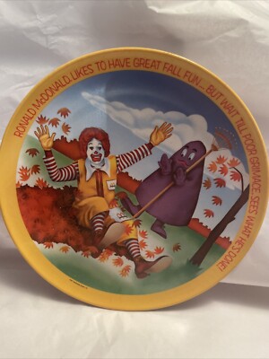 Vtg Ronald McDonald 1977 10" Plastic Fall Plate Grimace By Lexington ...