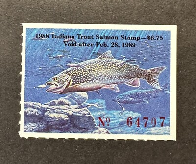WTDstamps - 1988 INDIANA - State Trout Fishing Stamp - Mint OG NH | eBay