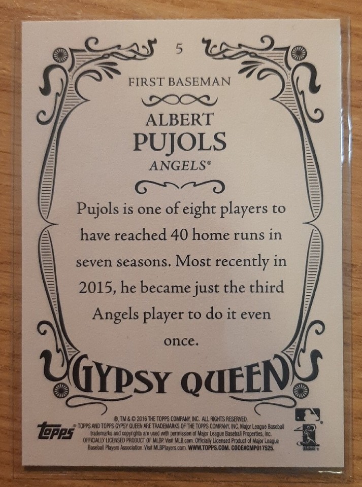2016 TOPPS GYPSY QUEEN ALBERT PUJOLS #5 LOS ANGELES ANGELS | eBay