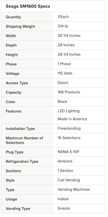 Seaga SM1600 16-Item Ambient Countertop Snack Vending Machine with ...