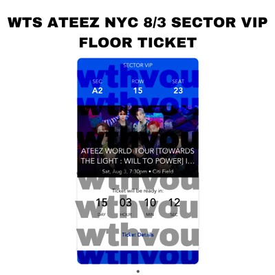 Ateez Ticket - Citi field, NYC sector vip floor seat [Section A2, Row ...