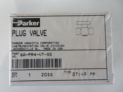 NEW PARKER PLUG VALVE 6A-PR4-VT-SS | eBay