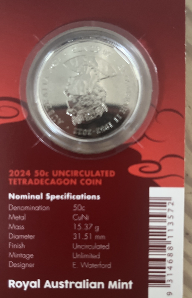 2024 50 cent coin ona card - Year of the Dragon | eBay Australia
