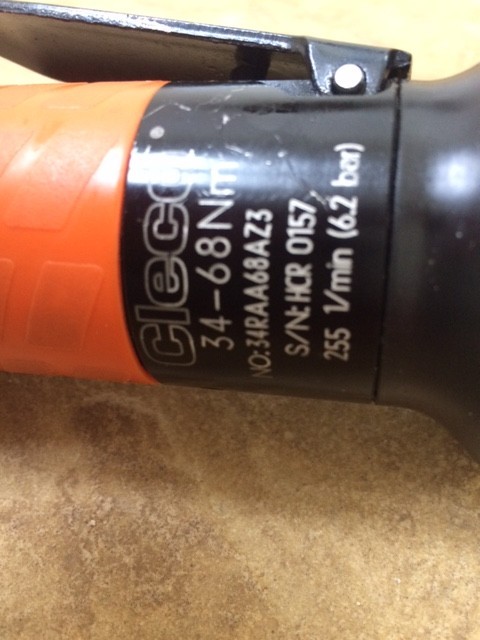 Cleco Air Tool 34RAA68AZ3 Angled Nutrunner cw extension, reaction bar ...