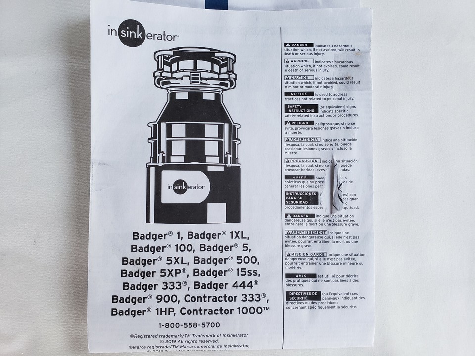 InSinkErator Badger 100 /100-1 Garbage Disposal Centrifugal Start ...