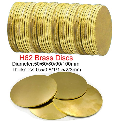 H62 Solid Brass Discs Blanks Thick 0.5mm 1mm- 3mm Metal Round Sheets OD ...