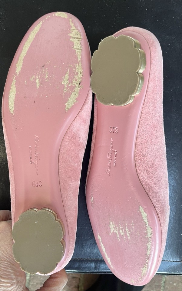 Salvatore Ferragamo Pink Suede Flats With Bow 7C | eBay