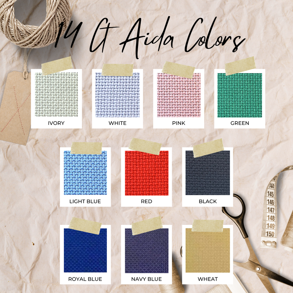 14 Count Aida Cloth for Cross Stitch - Various Sizes & Colors - Flat ...
