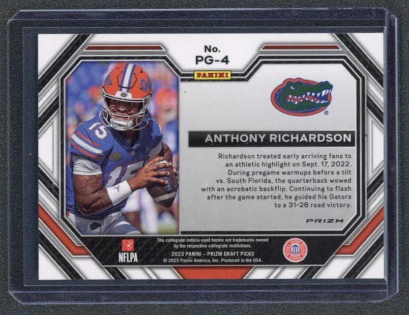 ANTHONY RICHARDSON 2023 Panini Prizm Draft SSP Silver Prizm PREGAME ...