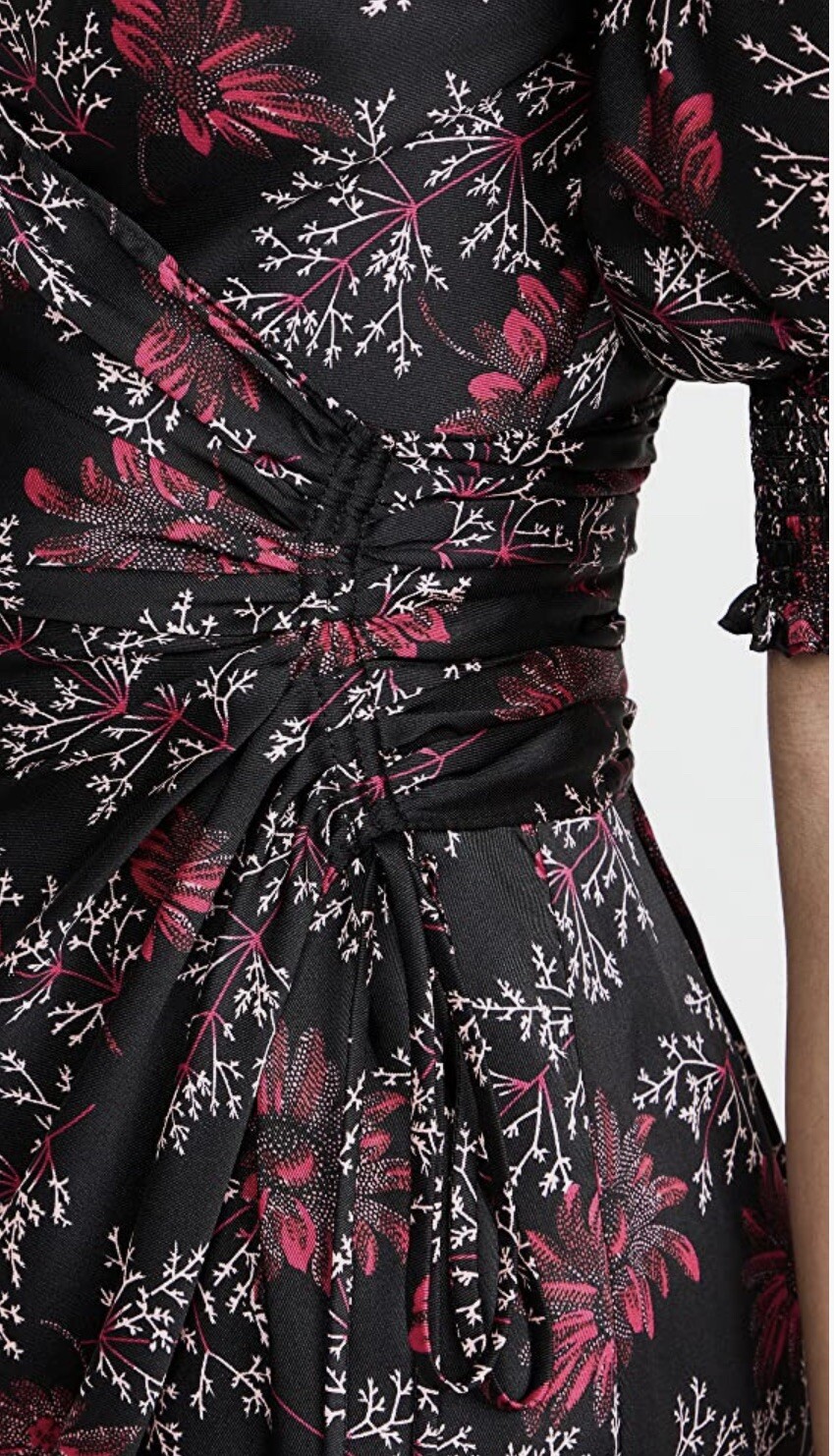 Cinq a Sept Tumbled Daisy Kacy Floral Print Puff Sleeve Midi Dress | eBay