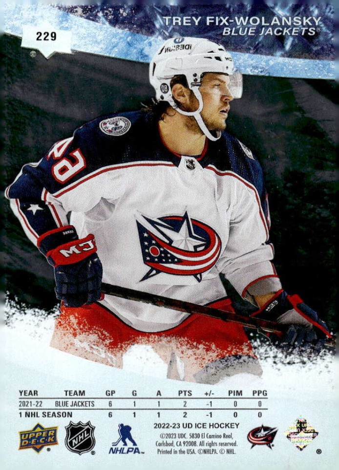 TREY FIX-WOLANSKY RC 2022-23 Upper Deck Ice /599 Green Premieres #229 R ...