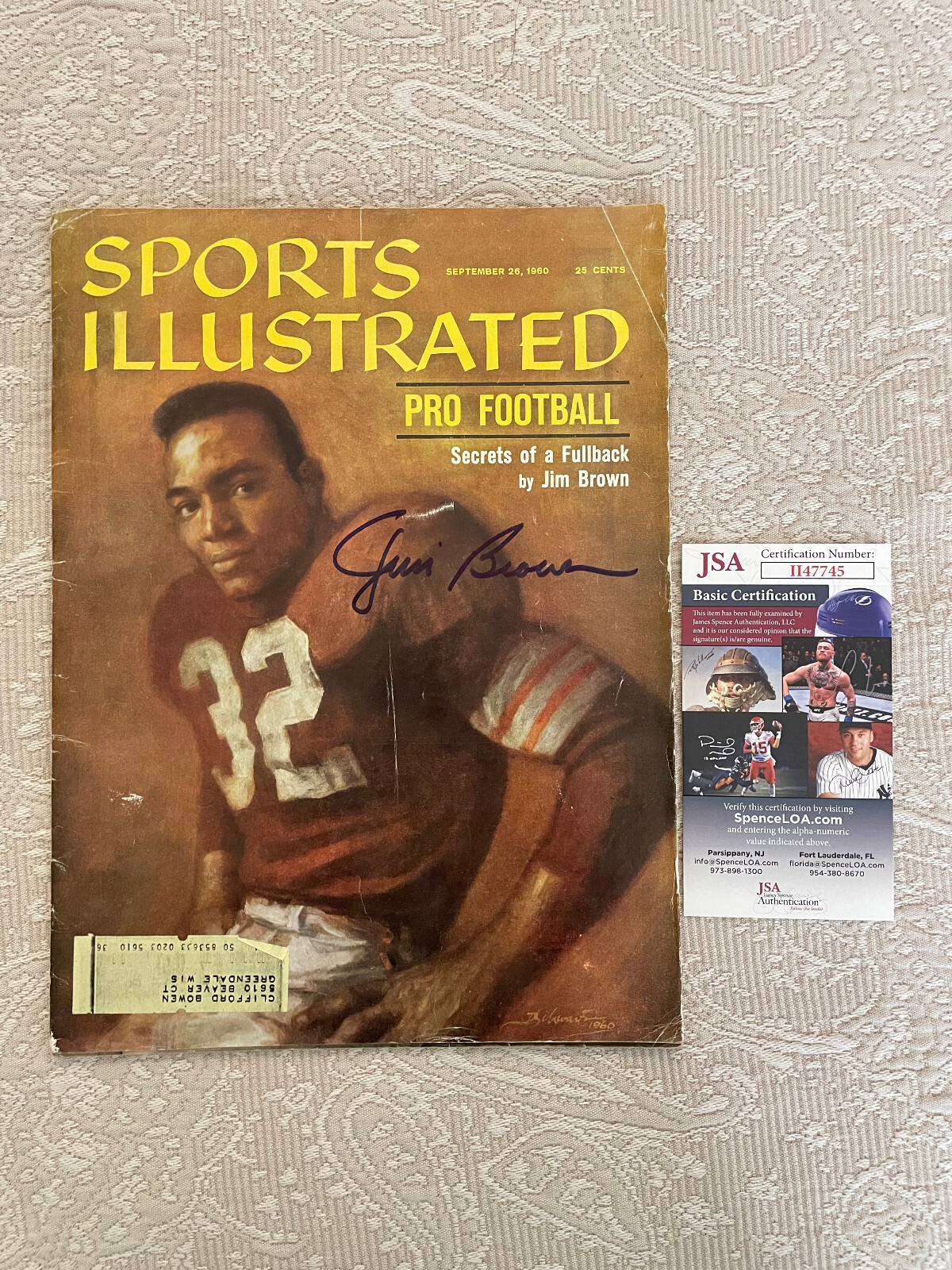 Jim Brown SIGNED Sports Illustrated 9/26/60 JSA COA Browns HOF NFL Ex ...