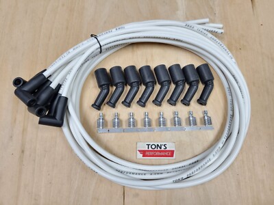 Ton's 90 White 8mm Spark Plug Wires Universal GM LS LT Coil LSX LS1 LS2 ...