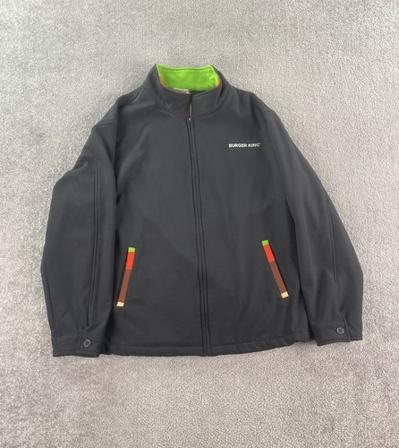 Burger King Jacket Men Medium Black Full Zip Employee Uniform Mock Neck ...