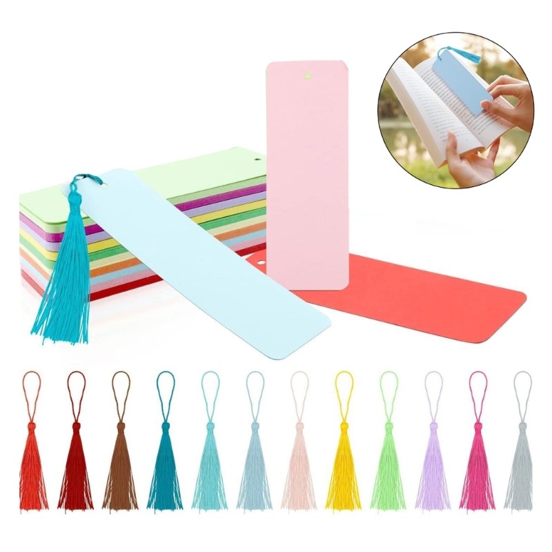 Color Tassels Craft DIY Bookmarks Blank Book Marks Craft for Classroom ...