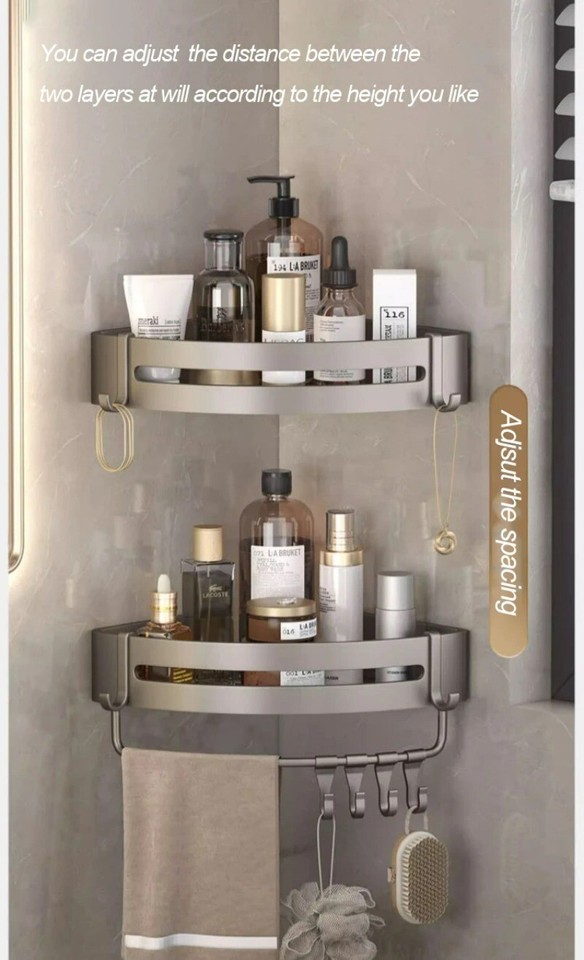 Adhensive Bathroom Shampoo Holder Shower Caddy Shelve Storage Organizer ...