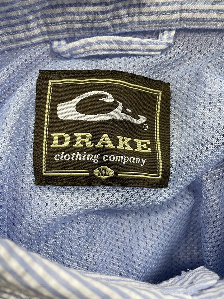 Mens Drake Clothing Button Up Shirt Size XL Blue Short Sleeve Duck ...