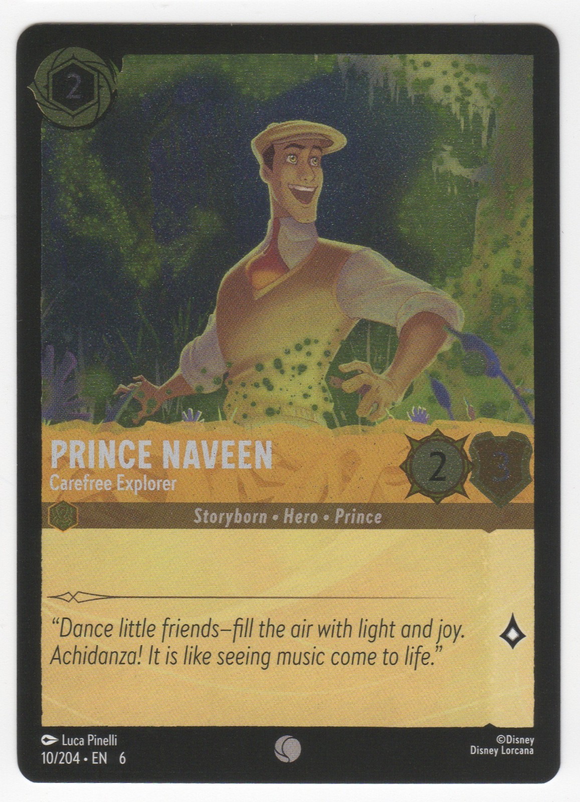 Prince Naveen Carefree Explorer 10/204 Azurite Sea Disney Lorcana ...