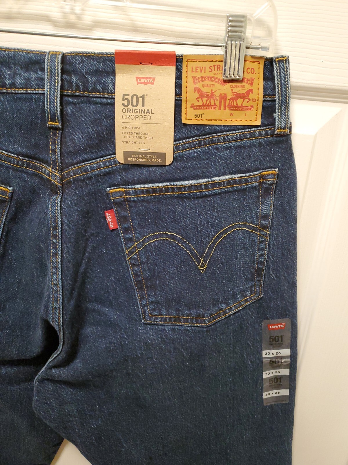 Levi%27s+501+High+Rise+Cropped+Button+Fly+Straight+Leg+Jeans+Size+30x26 ...