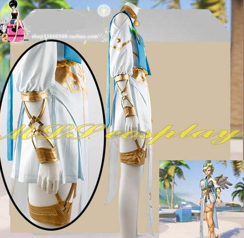OW Mercy Winged Victory Dress Suit Full Set Cosplay Costume | eBay