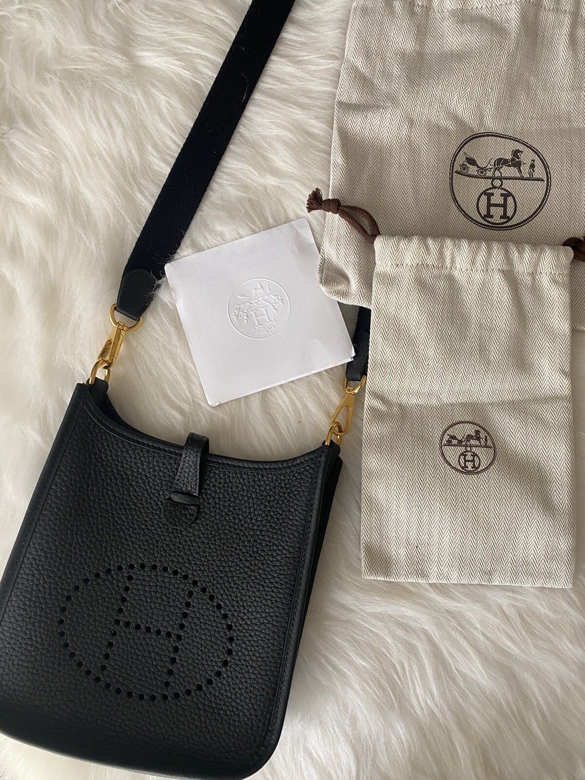 HERMES Black Clememce GHW Mini Evelyne TPM, Stamp U o… - Gem