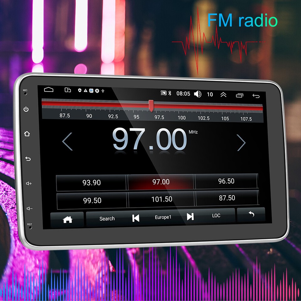 10.1 Single 1DIN Rotatable Android 13 Car Stereo GPS Sat Navi Wifi MP5 ...