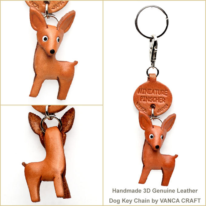 Miniature Pinscher Handmade 3D Leather Dog Keychain *VANCA* Made in ...