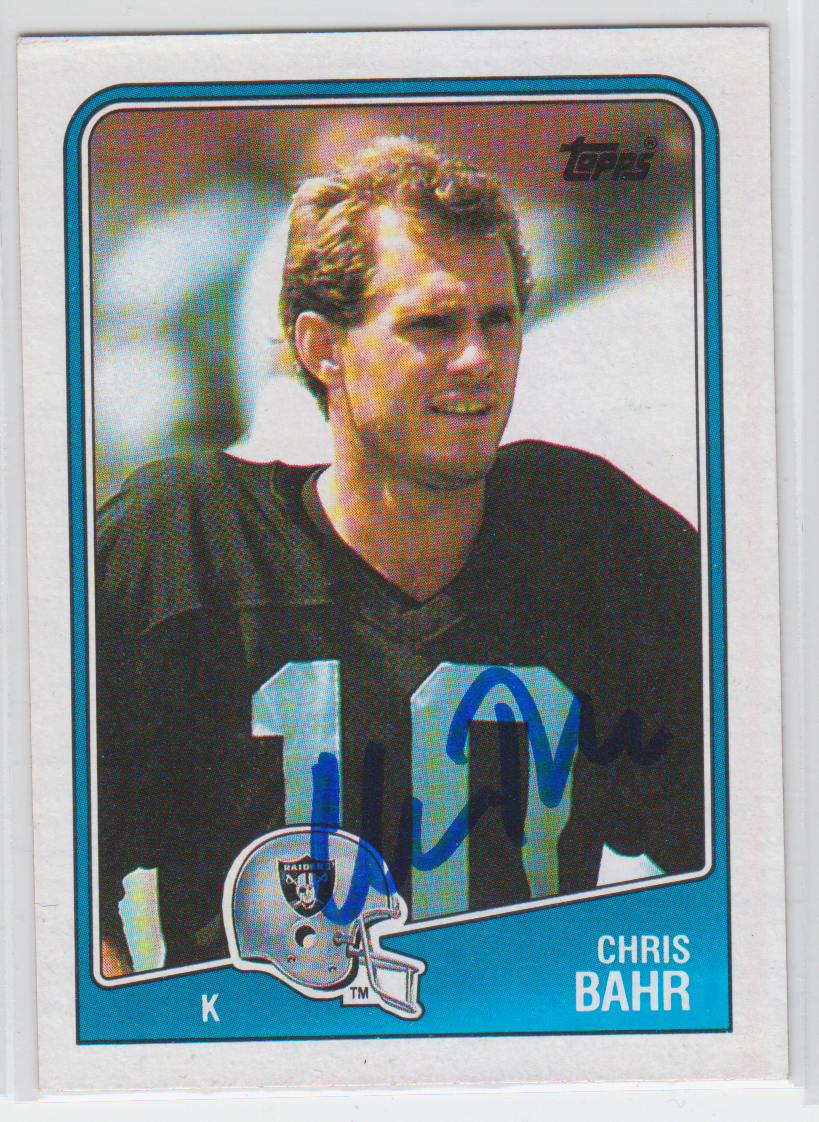 Autographed 1988 Topps Chris Bahr - Raiders | eBay