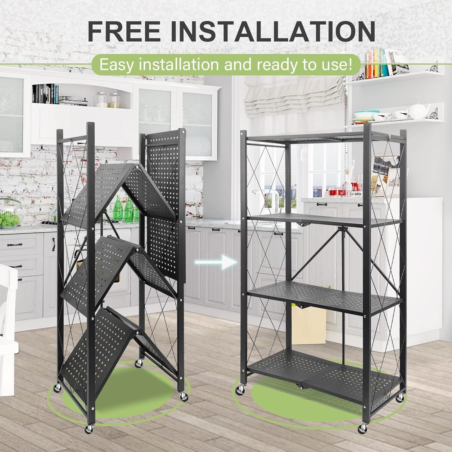Heavy Duty Foldable Metal Rack Storage Shelving Unit Garage Shelves ...