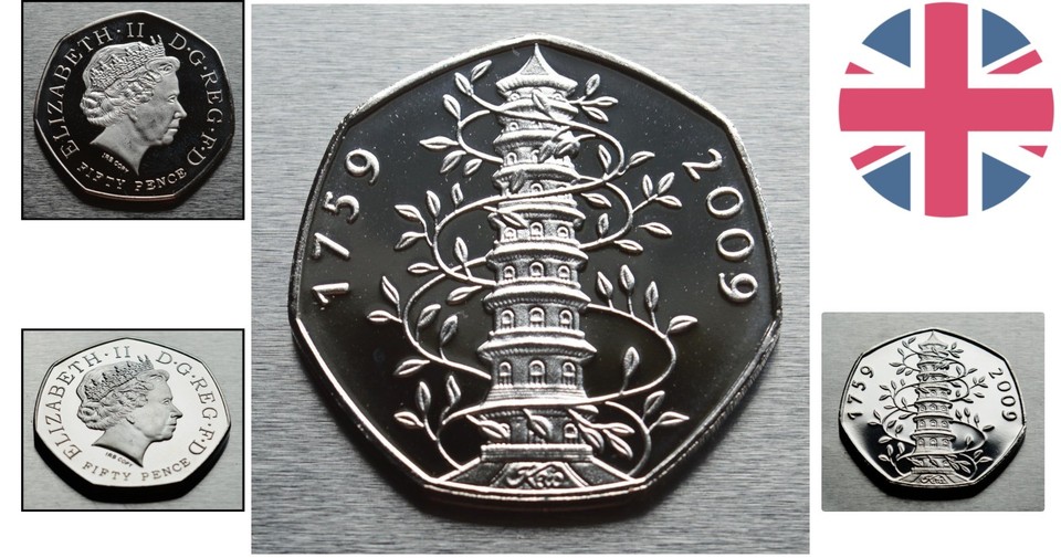 Kew Gardens 50p Uncirculated Copy Coin 2009 - Stunning Silver Plated ...