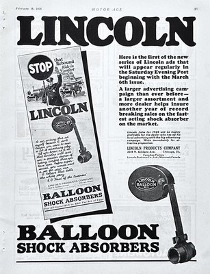 1926 Ad Lincoln Products Co Chicago IL Balloon Shock Absorbers | eBay